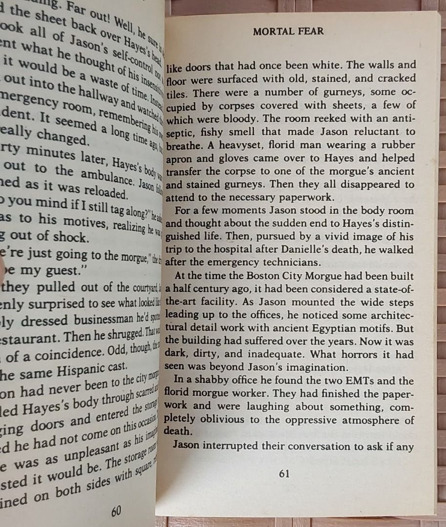 Mortal Fear by Robin Cook, 1988, (English/buku bahasa inggris), Buku ...