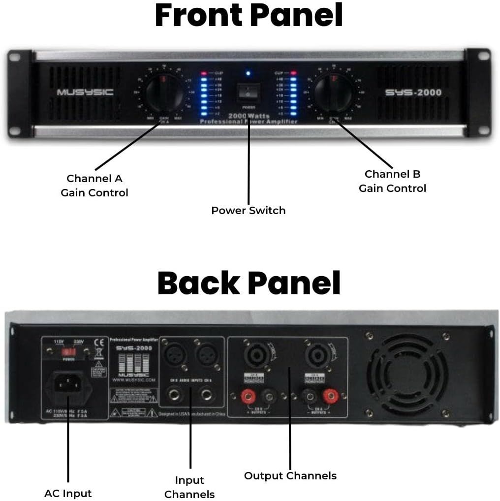 MUSYSIC 2 Channel Power Amplifier Distortion Free and Clear Sound ...