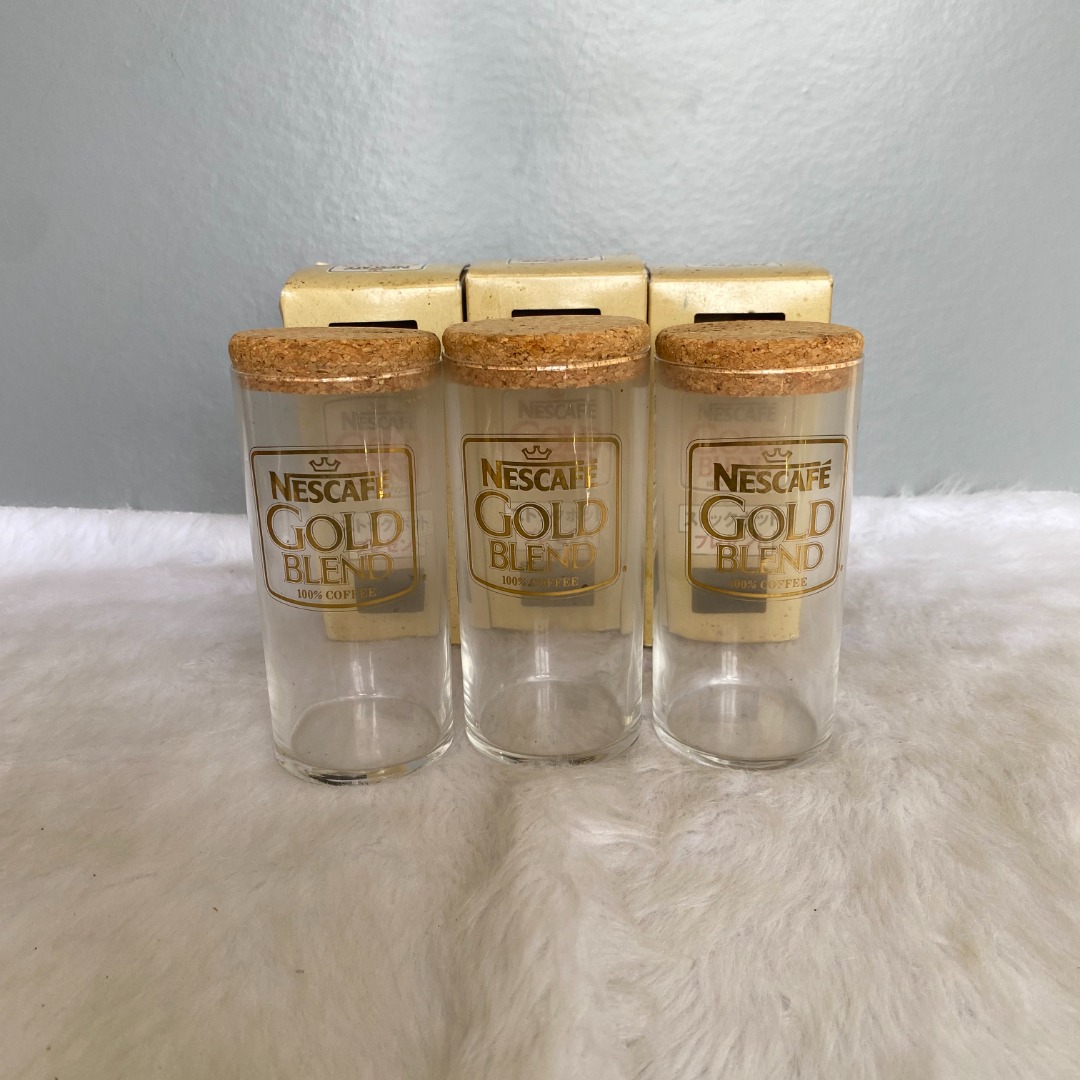 Nescafe Gold Cork Cover Glass Coffee Container, Furniture & Home Living ...