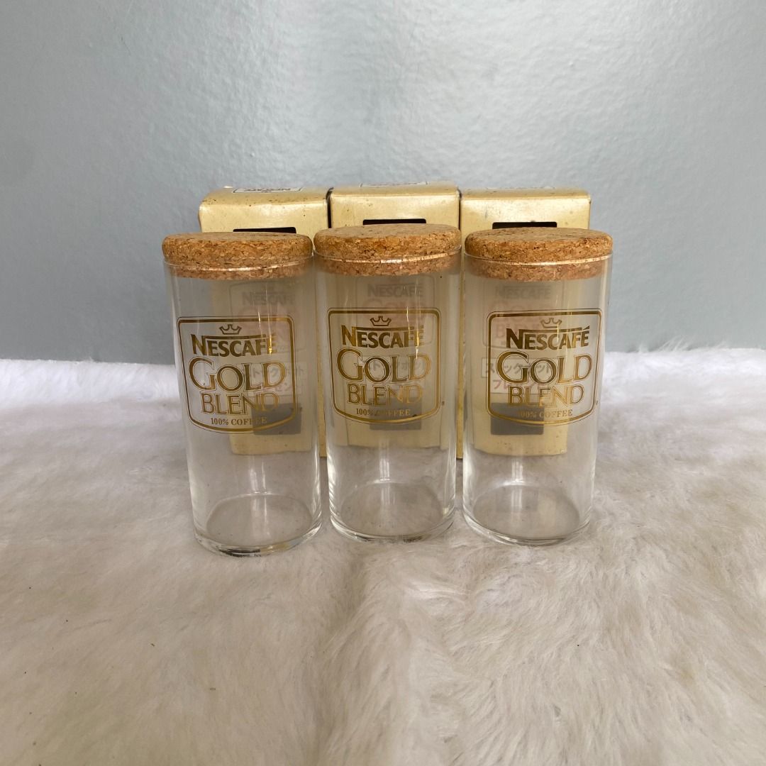 Nescafe Gold Cork Cover Glass Coffee Container, Furniture & Home Living ...
