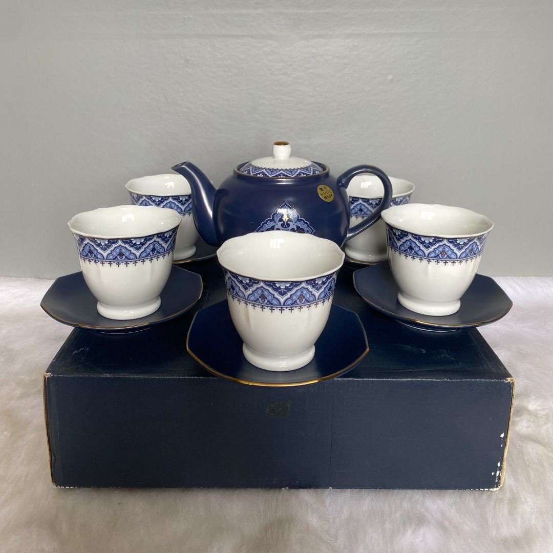 Nostalgie Istanbul Orient Express White Blue Gold Teaset, Furniture ...