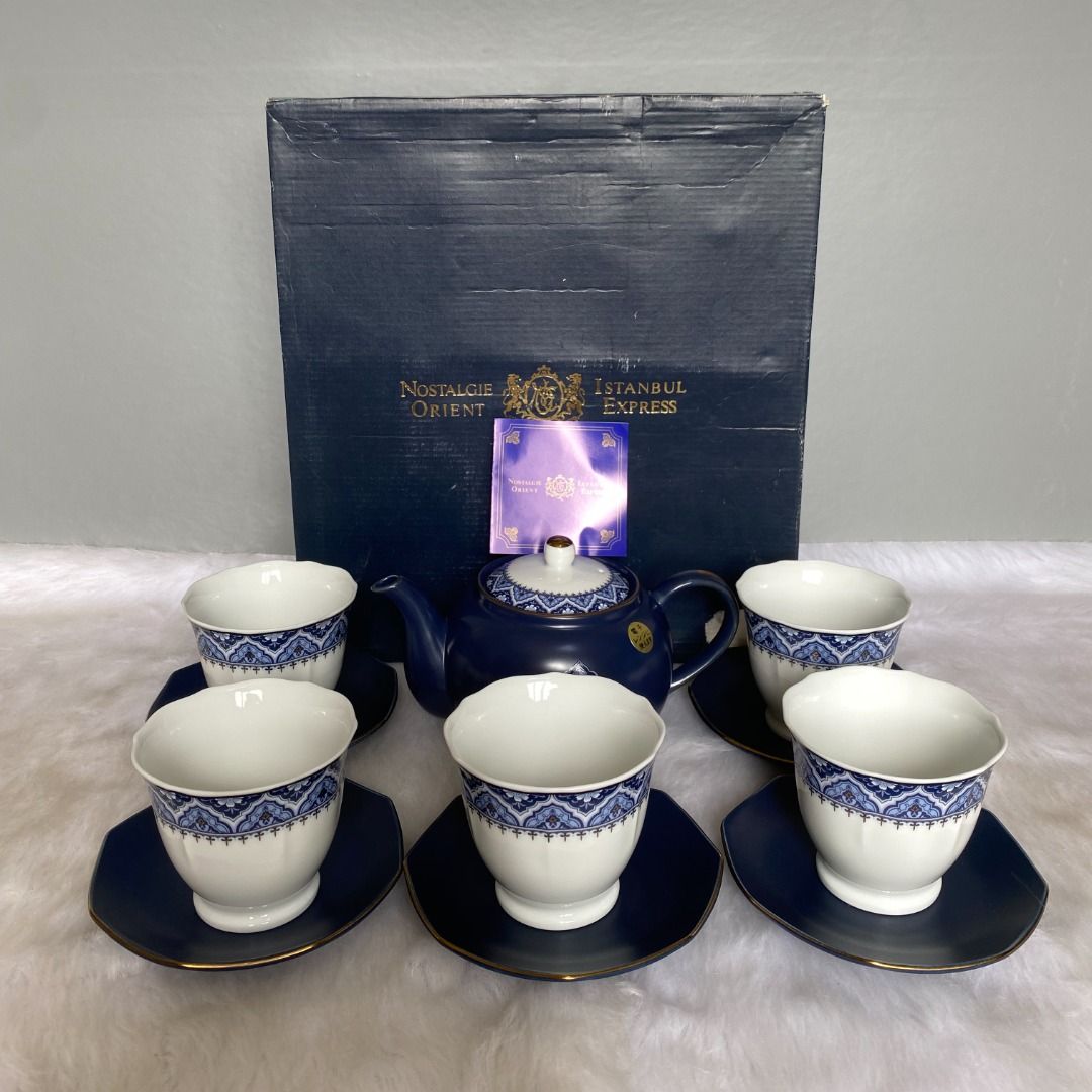 Nostalgie Istanbul Orient Express White Blue Gold Teaset, Furniture ...