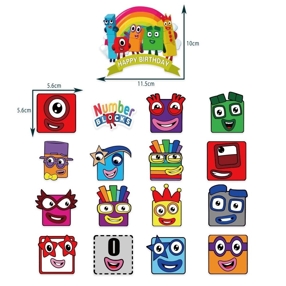 Numberblocks Happy Birthday Party Decorations Number Blocks Banner Cake ...