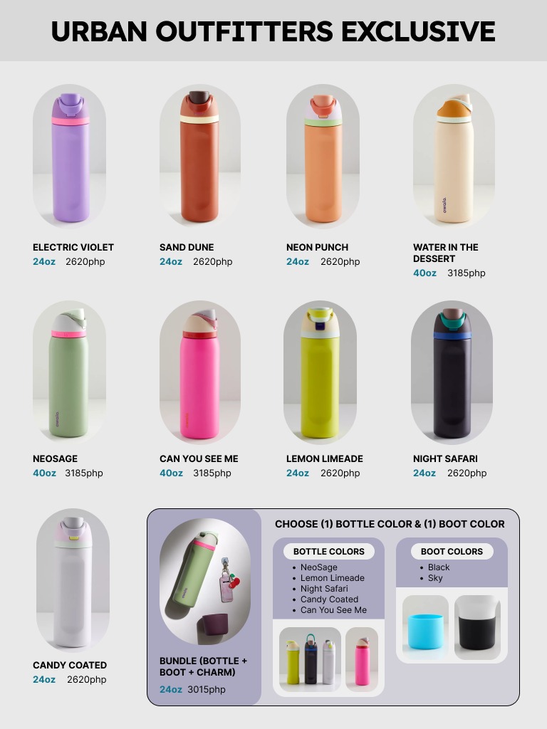 Owala Freesip Urban Outfitters Exclusive Colors (24oz, 40oz, and Bundle ...