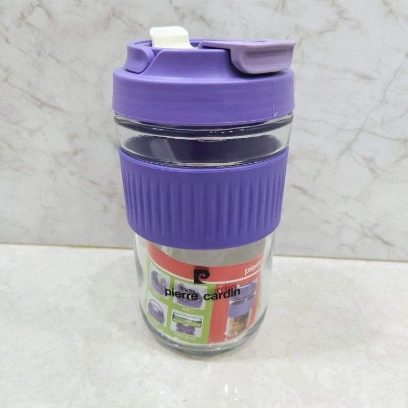 【太好買】pierre cardin皮爾卡登 布里昂雙開蓋提杯 咖啡杯 紫色, 家具及居家用品, 廚具和餐具, 水杯、水壺在旋轉拍賣