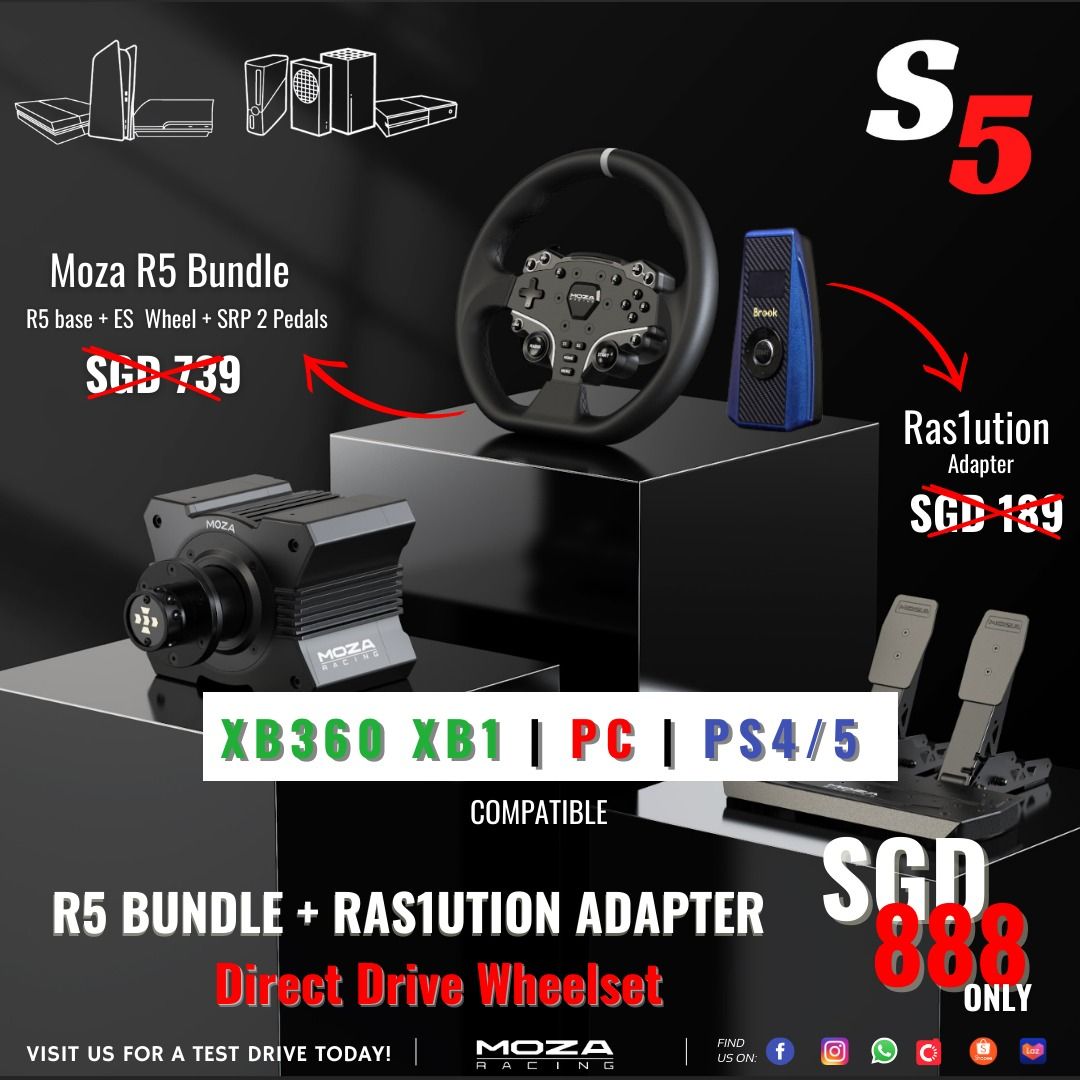 Playstation direct drive wheelset / R5 Bundle + Ras1ution Adapter / PS5 / Moza Racing R05 ...