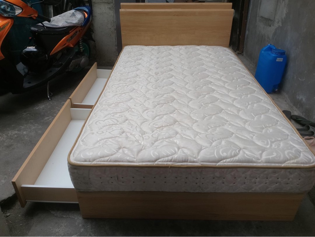 semi double bedframe with drawer japan made, Furniture & Home Living ...