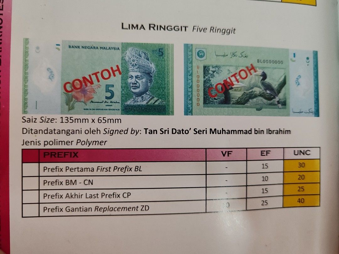 13th Series Malaysia RM5 Sign MBI Replacement Prefix ZD Banknote ...