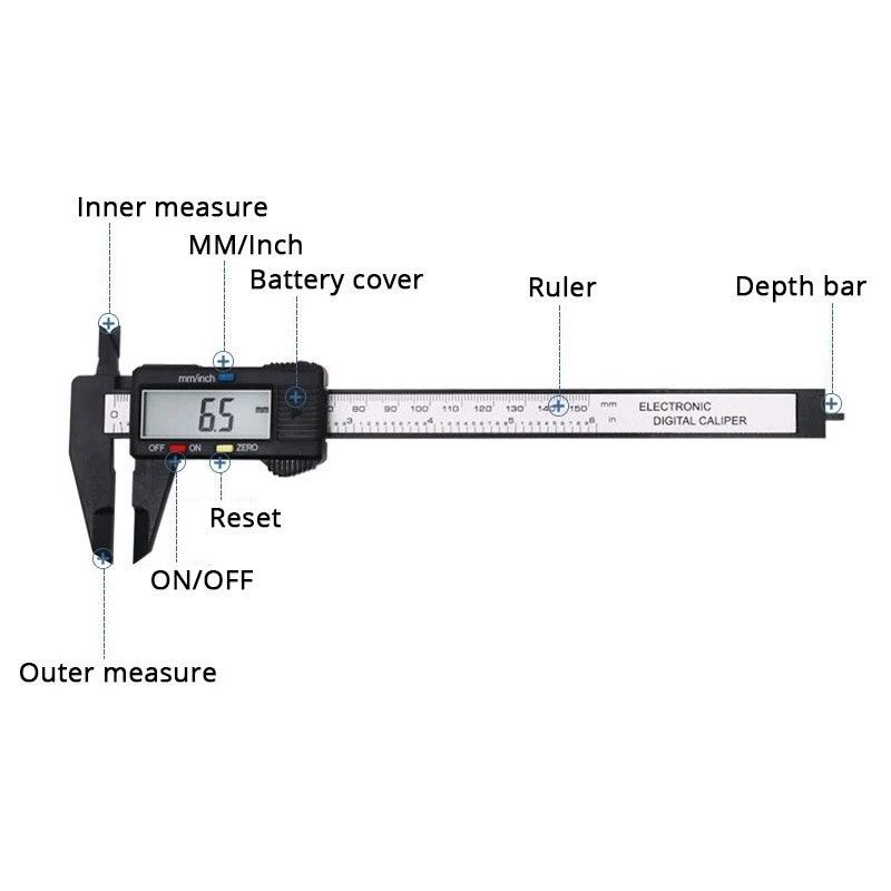 150mm Measuring Tool Electronic Caliper Ruler LCD Digital Vernier ...
