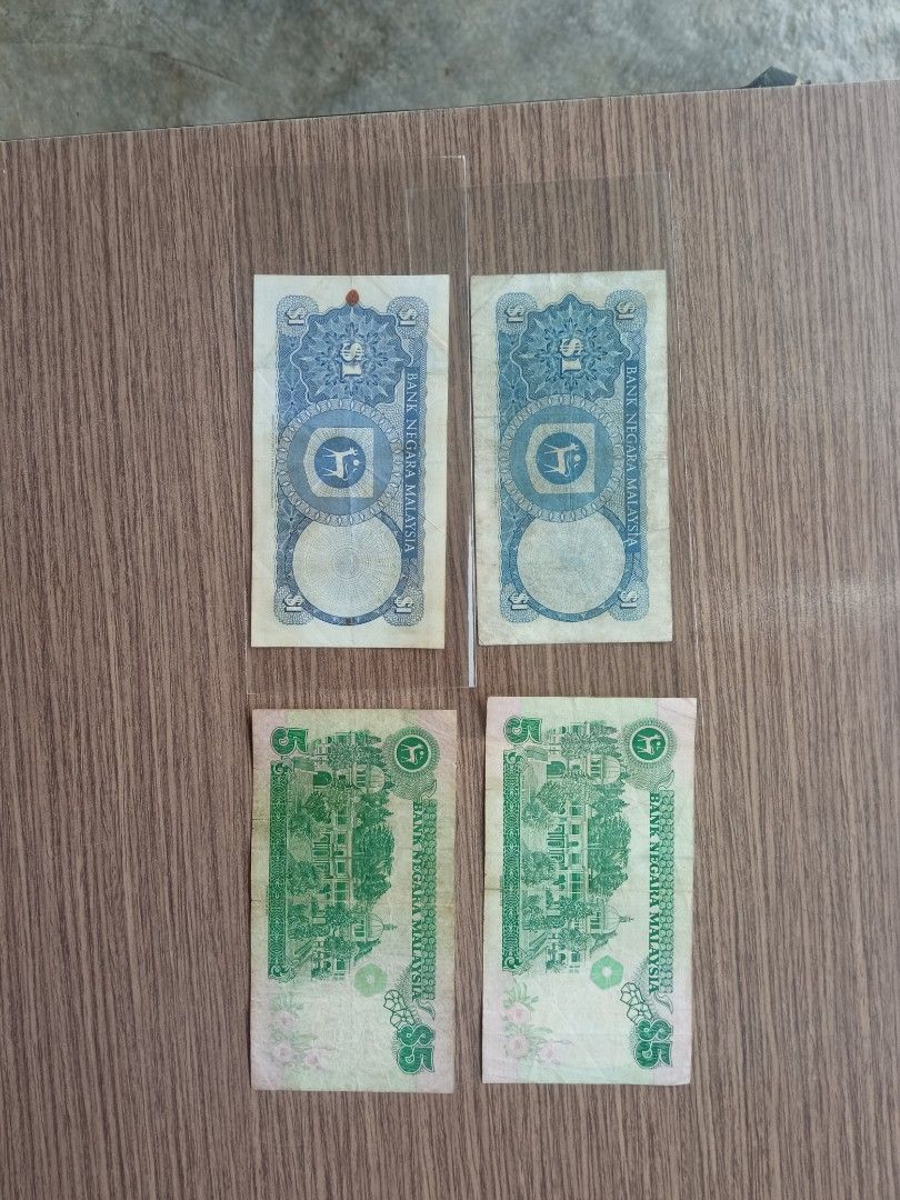 1 ringgit and 5 ringgit old banknotes of Malaysia, Hobbies & Toys ...