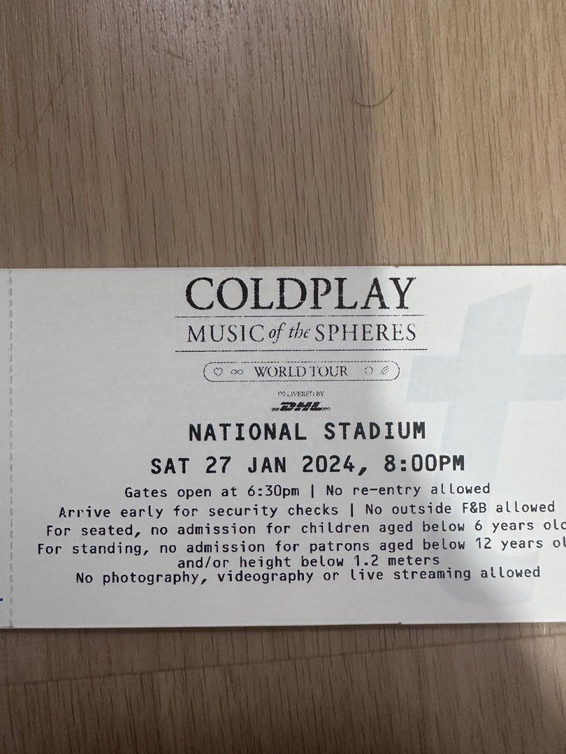 27/1 Coldplay ticket singapore CAT 2 x2, Tickets & Vouchers, Event ...