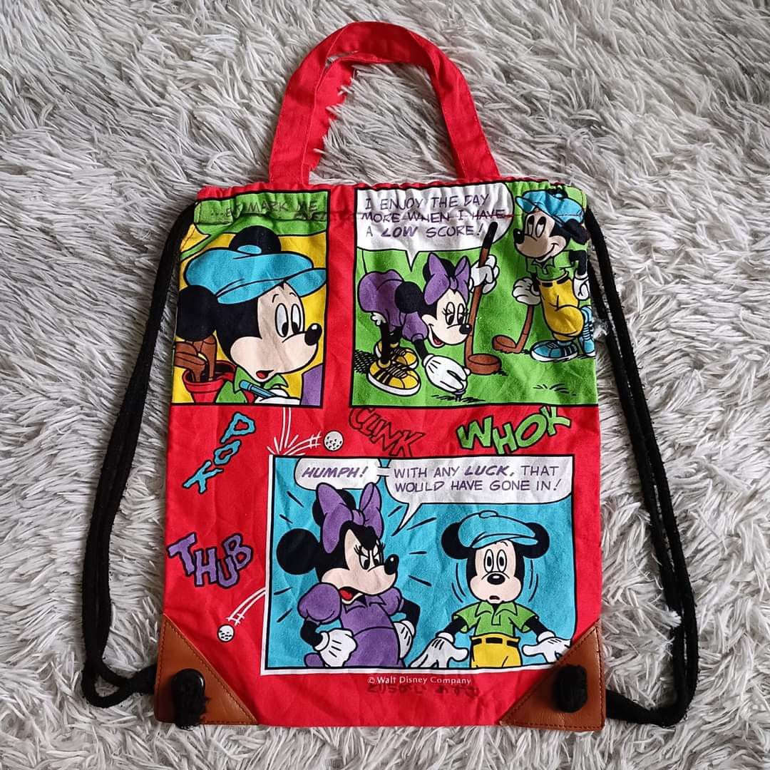2-way DISNEY Minnie & Mickey Mouse Drawstring Bag, Men's Fashion, Bags ...