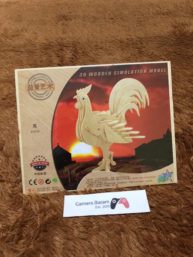 3D Wooden Puzzle Rooster Chicken Model Ayam Ice Cream Sticks, Toys ...