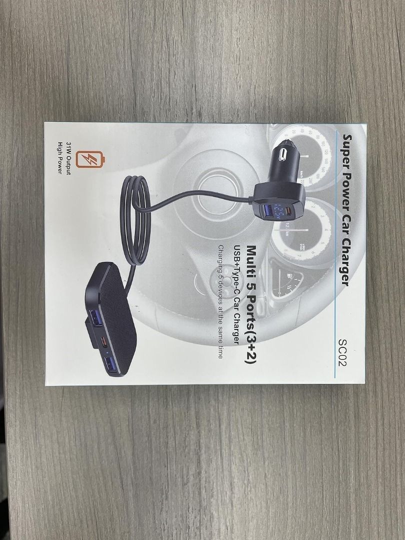 5 Multi Ports Type C Car Charger, 31W USB C Charger Adapter, Compatible ...