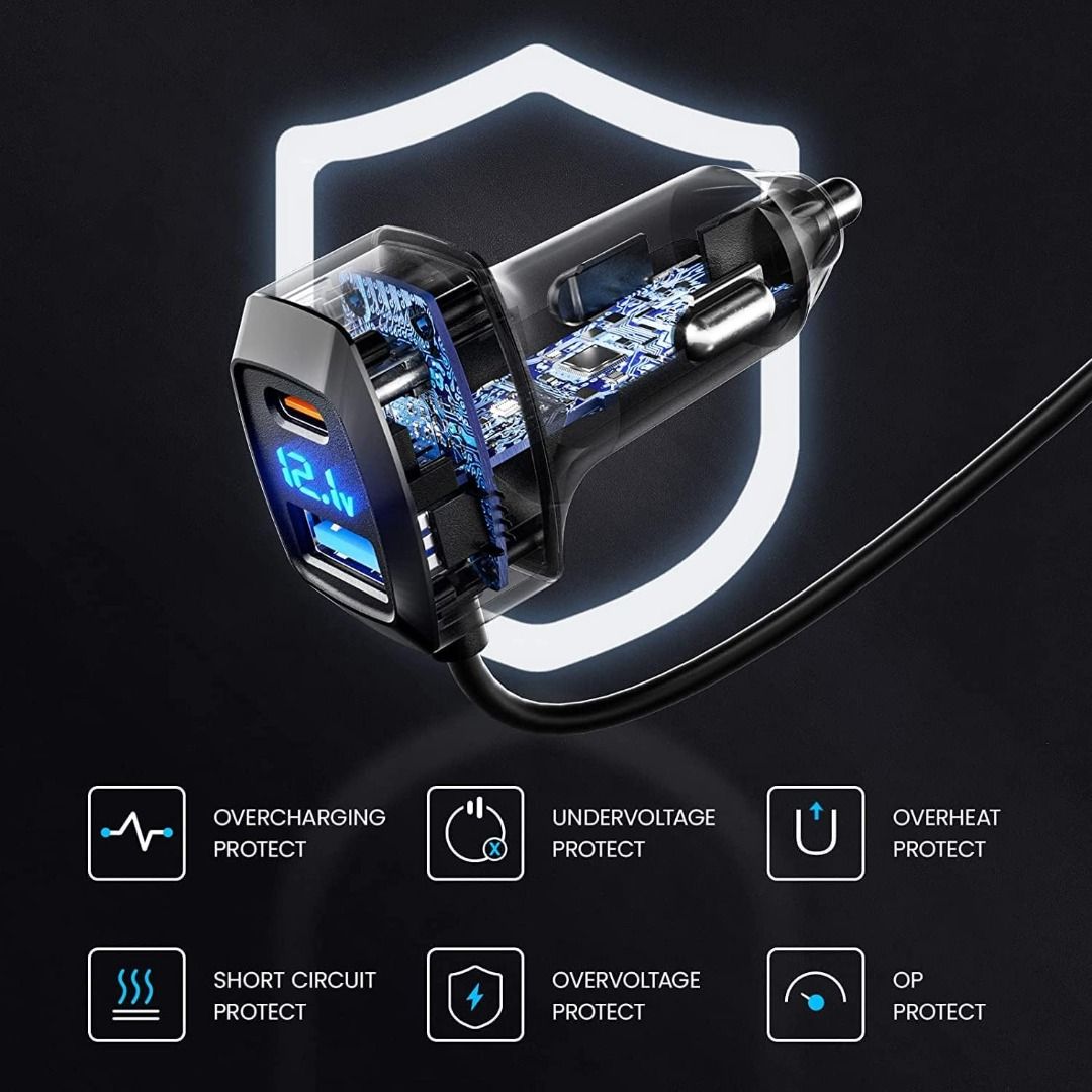 5 Multi Ports Type C Car Charger, 31W USB C Charger Adapter, Compatible ...