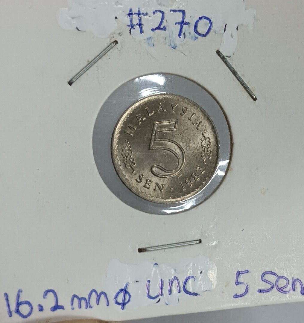 5 Sen Malaysia 1st Series Coin 1982 (UNC) #270, Hobbies & Toys, Collectibles & Memorabilia ...