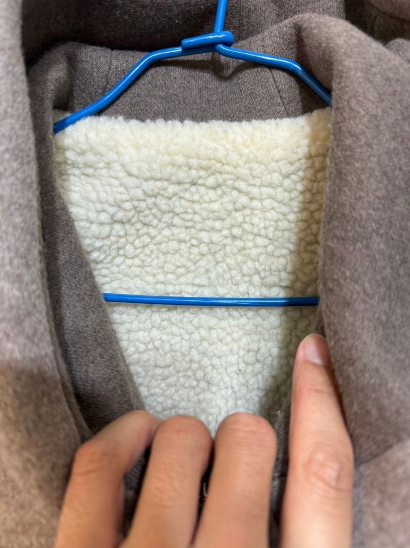 二手衣 」 韓國 MINK DESIGN 女版內刷毛連帽大衣（杏色）79, 她的時尚, 外套、夾克、大衣在旋轉拍賣