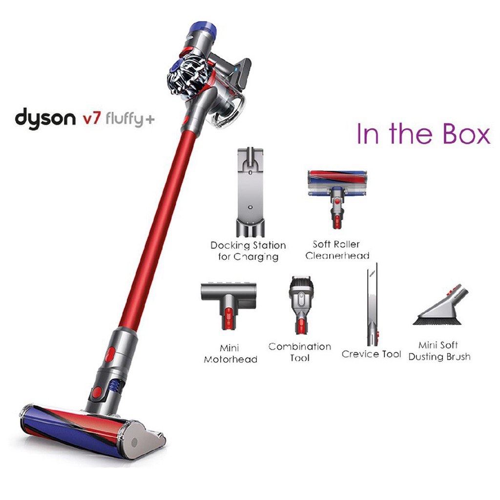 [全新] Dyson v7 fluffy+ Full set 無線手提吸塵機, 家庭電器, 吸塵機 ＆ 家居清潔電器 - Carousell