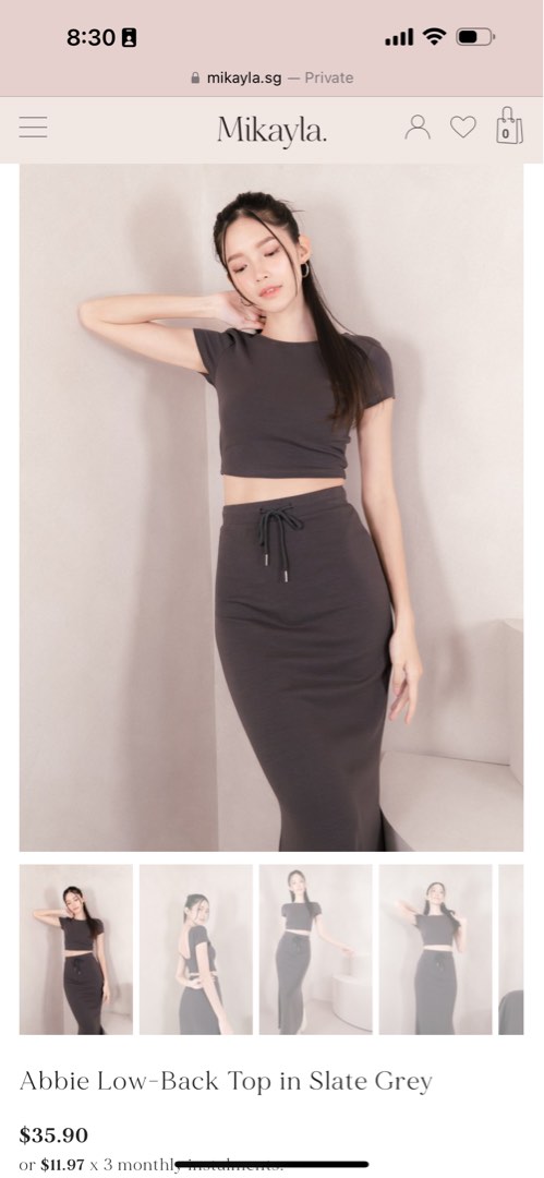 Abbie Low-Back Top in Slate Grey, Women's Fashion, Tops, Shirts on ...