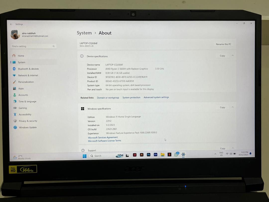 Acer Nitro 5 (AN515-45), Computers & Tech, Laptops & Notebooks on Carousell