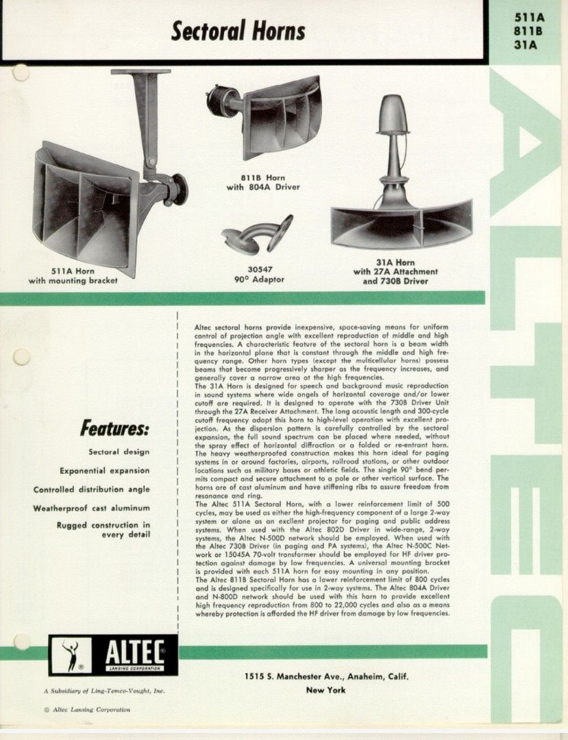 Altec 511b Sectoral horn -500hz, Audio, Other Audio Equipment on Carousell