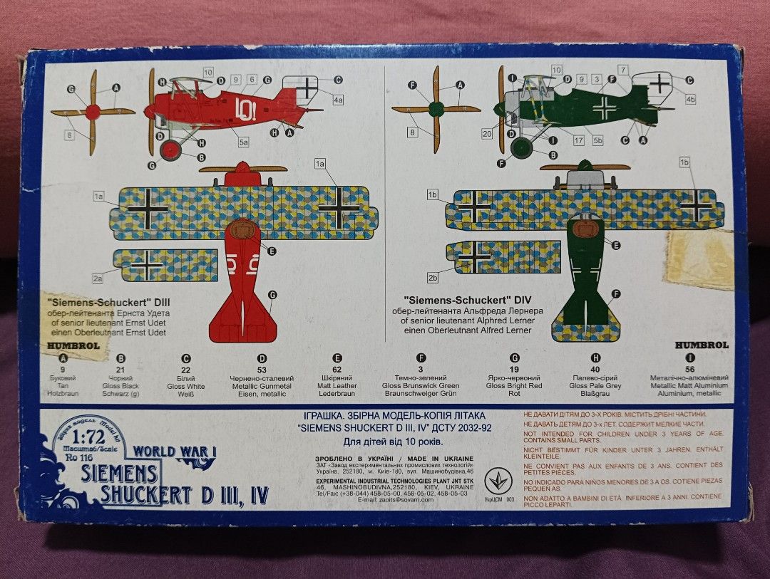 Biplanes 1/72 Siemens Shuckert Sopwith Schneider Type 93 Trainer ...