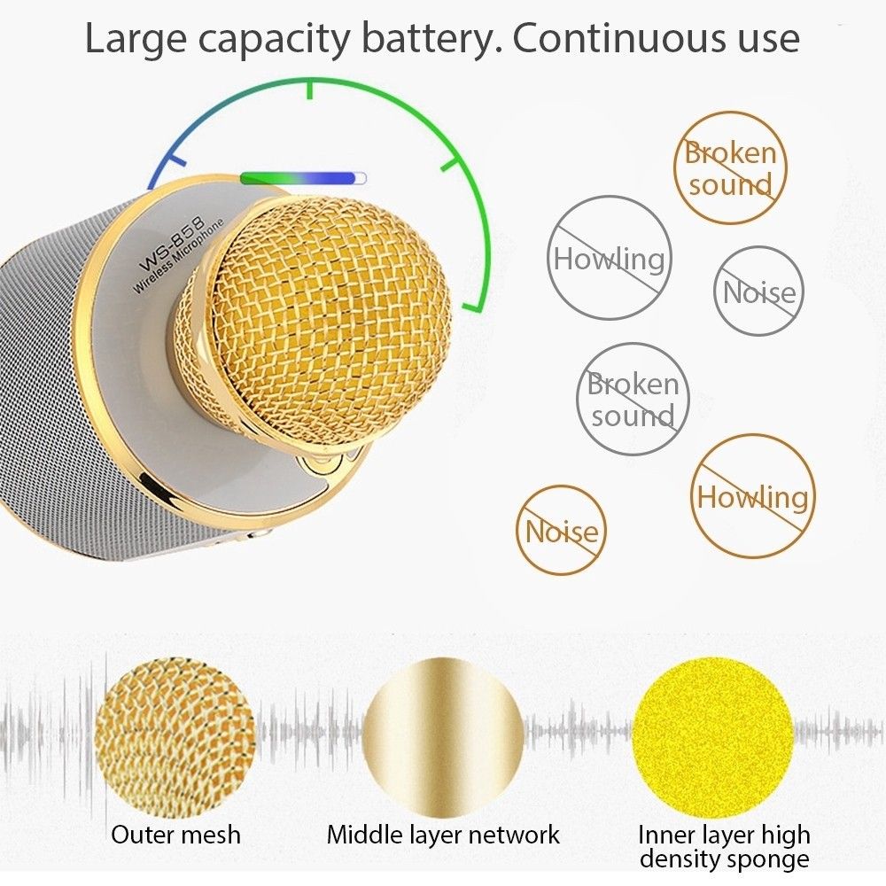 Bluetooth Wireless Condenser 3 in 1 Karaoke Microphone Player Mic ...
