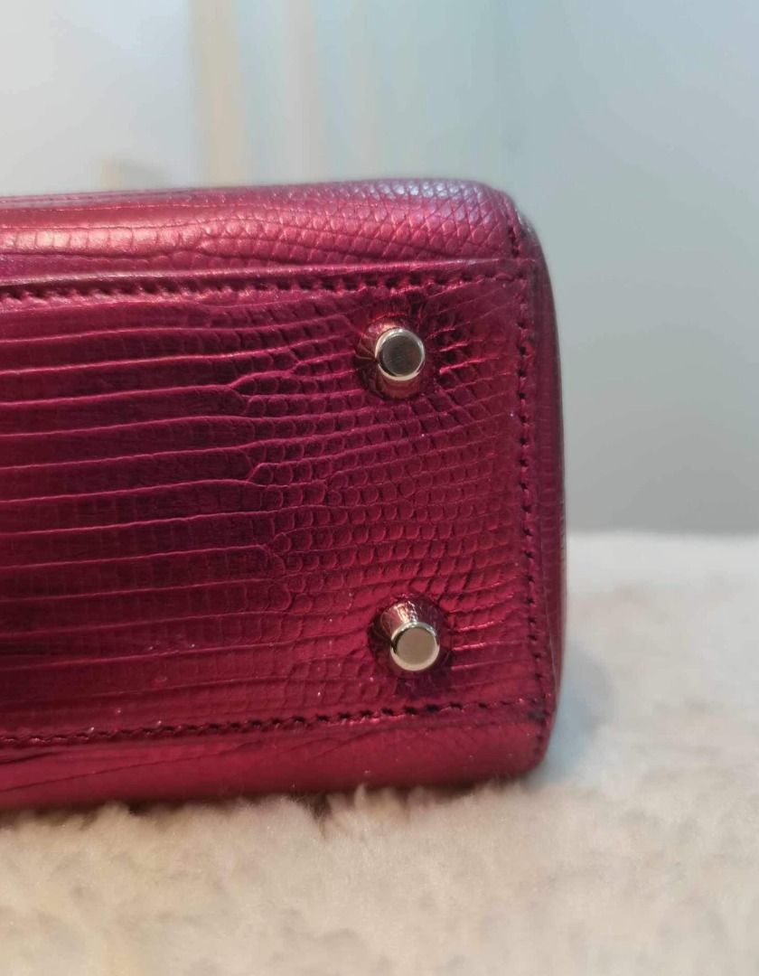 CHRISTIAN DIOR Magenta Lizard Mini Lady Dior in SHW, Luxury, Bags ...