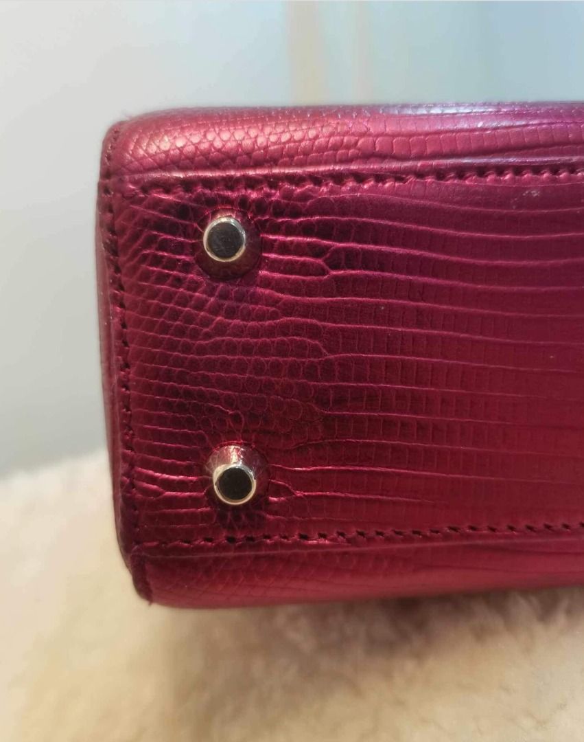 CHRISTIAN DIOR Magenta Lizard Mini Lady Dior in SHW, Luxury, Bags ...
