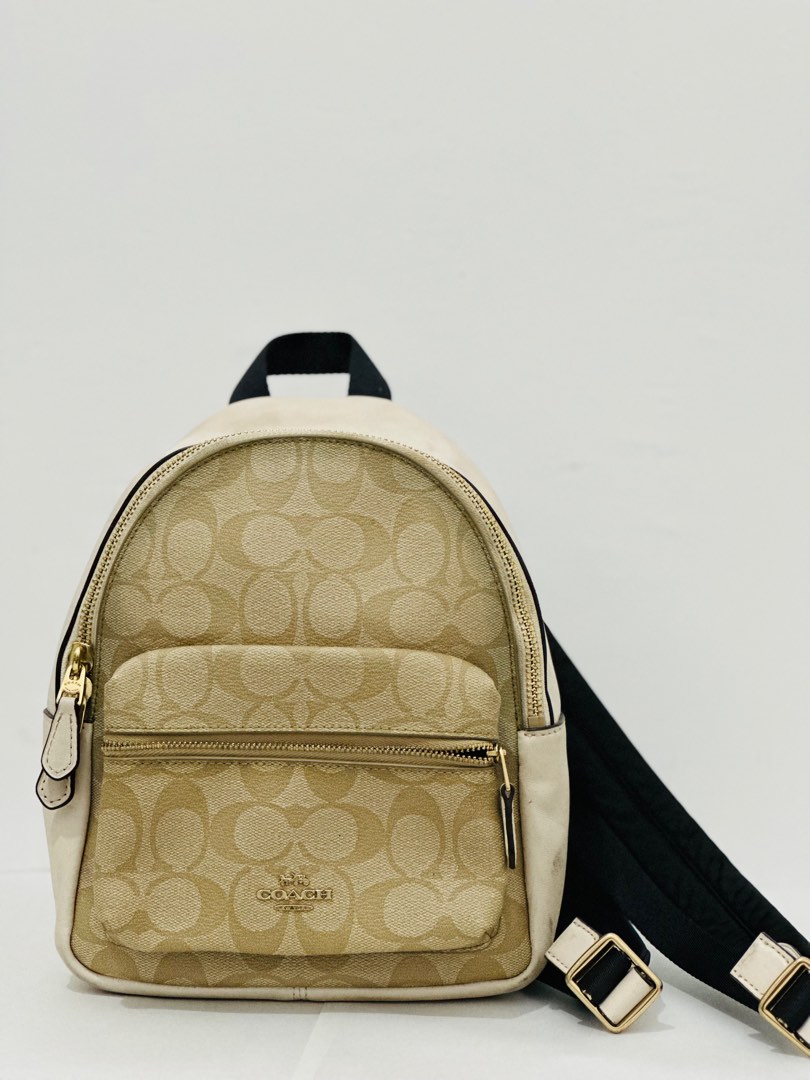 Coach Beige/cream Signature Coated Canvas And Leather mini, Women's ...