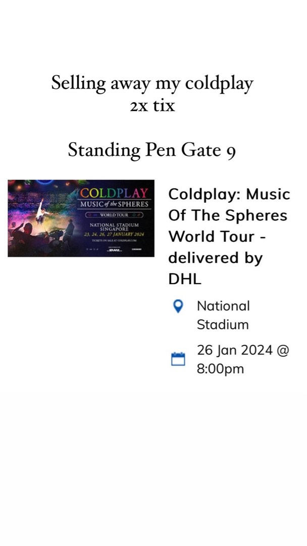 Coldplay 26 January 2024, Tickets & Vouchers, Event Tickets on Carousell