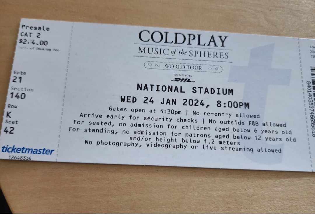 Coldplay Concert : 2 tickets CAT 2 (Side by side seats), Tickets ...