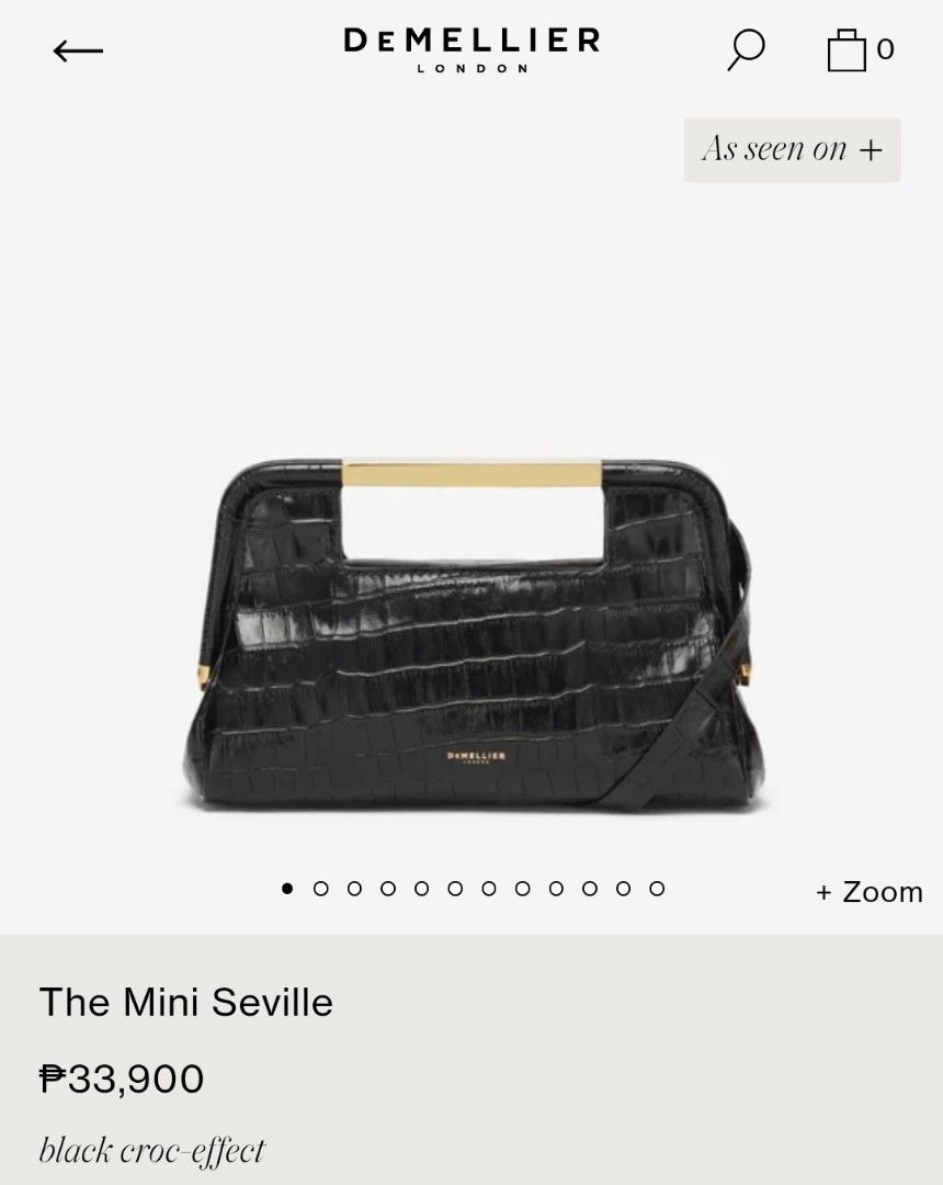 Demellier London Mini Seville Black Croc Effect, Women's Fashion, Bags ...
