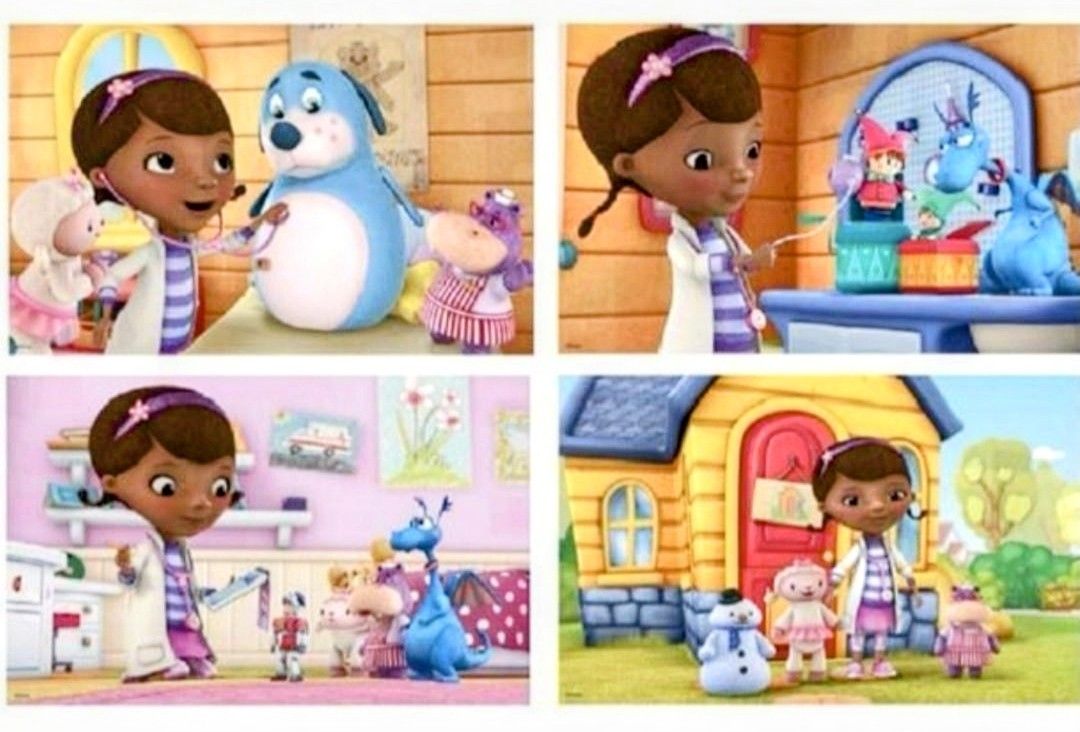 Doc McStuffins 4-in-1 wooden puzzles with wooden casing, Babies & Kids ...