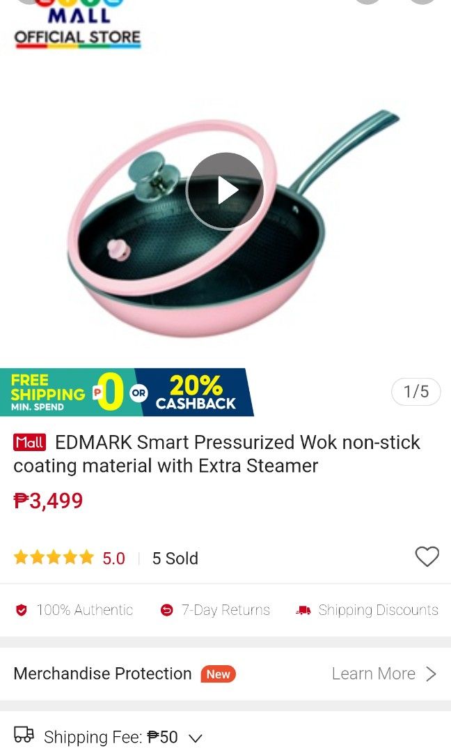 EDMARK Smart Pressurized Wok, Furniture & Home Living, Kitchenware ...
