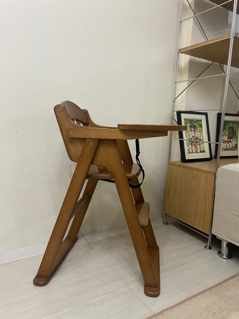 Foldable Solid Wood High Chair, Babies & Kids, Nursing & Feeding, Baby ...