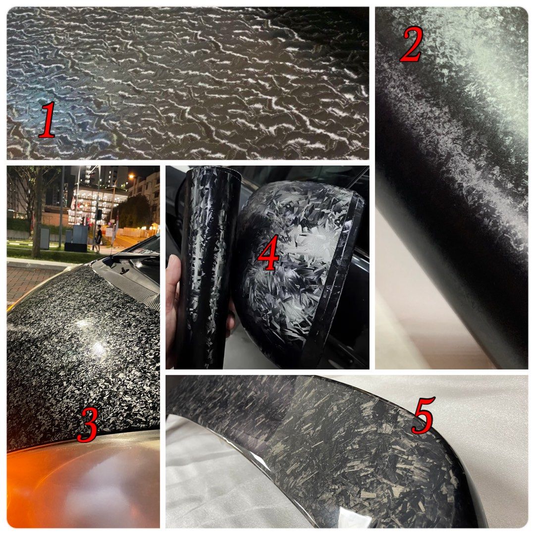 Forged carbon fiber sticker wrap, glossy, matte, high stretch, adhesive ...
