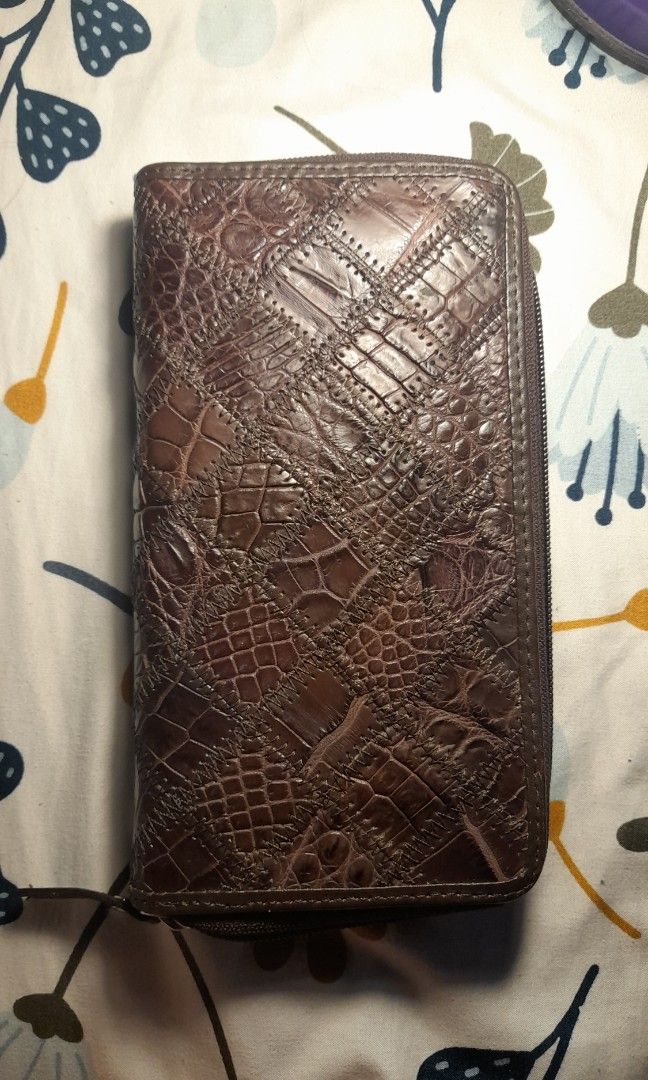 Genuine Crocodile Leather Patchwork Long Wallet, Women's Fashion, Bags ...
