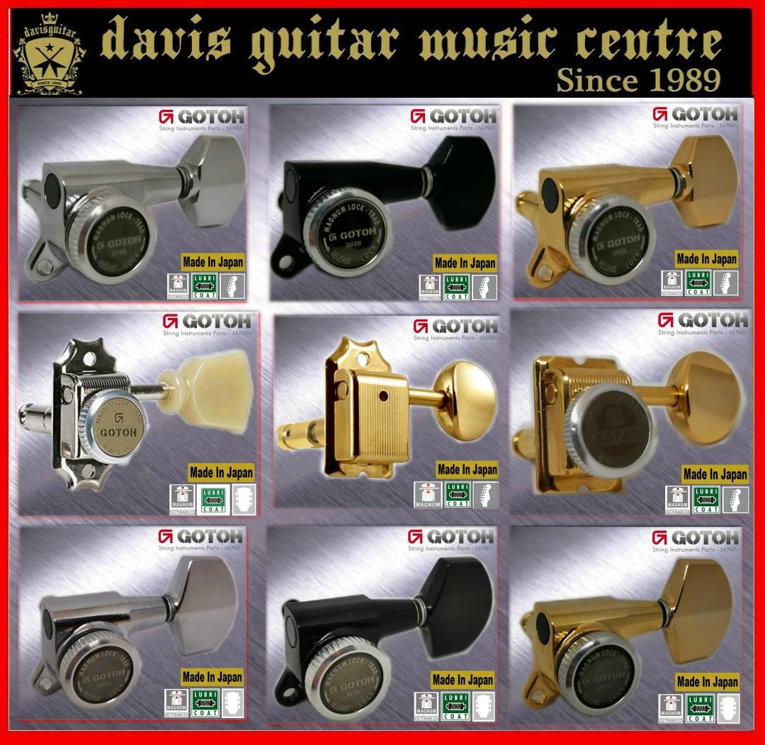 Gotoh $70-$90 Locking tuner Machine Head Chrome, Black Gold Made in ...
