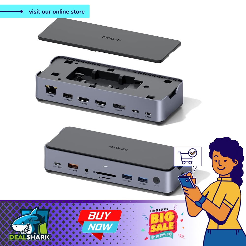 Hagibis Dual Display USB C Docking Station, Delicate USB C Hub 8 in 1 ...