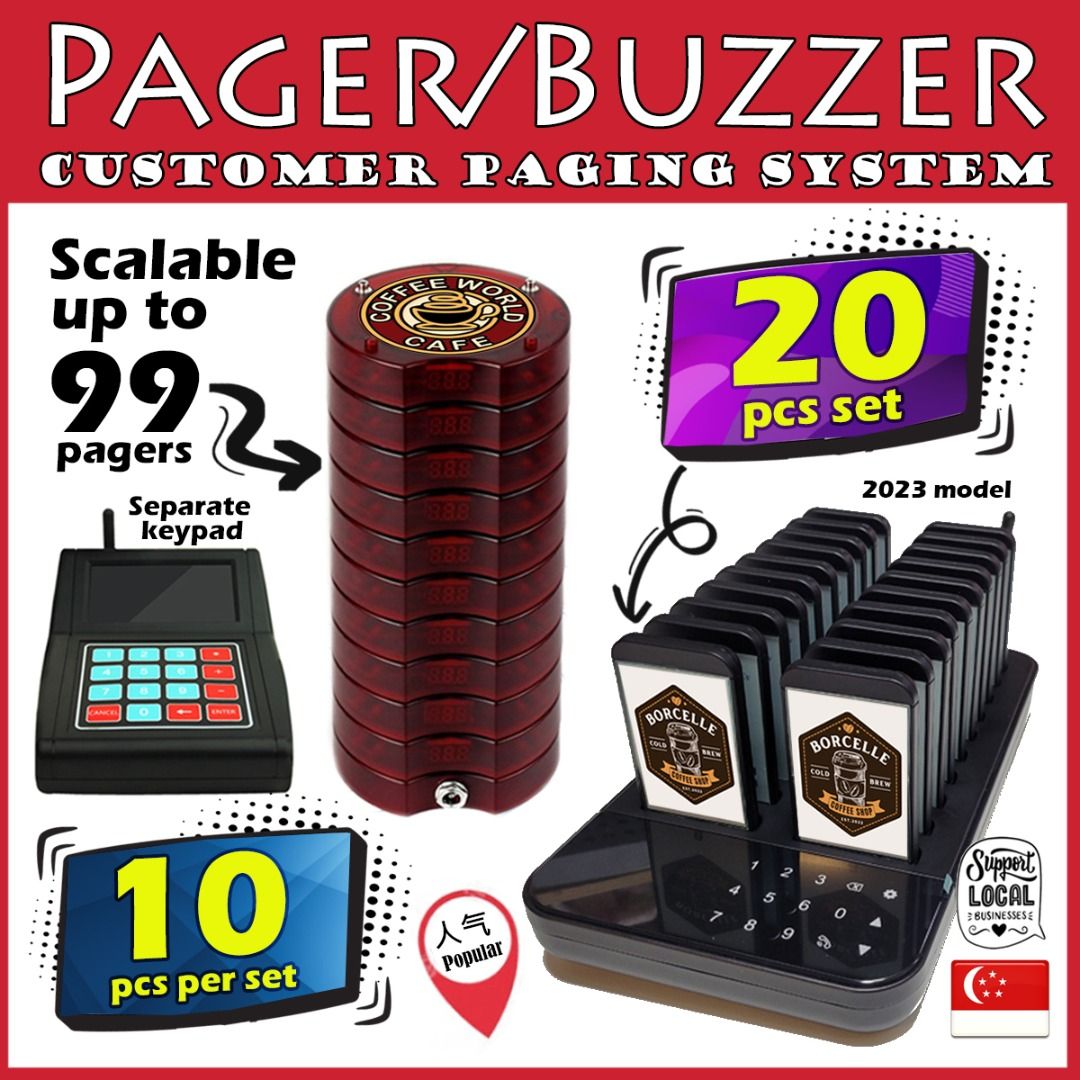 Huge 30pcs Pager Buzzer set Big Giant set Paging System Hawker Centre ...