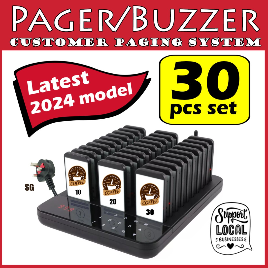 Huge 30pcs Pager Buzzer set Big Giant set Paging System Hawker Centre ...