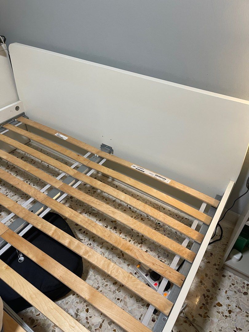 IKEA Askvoll bed frame and Zinus Spring Mattress (Queen size), Furniture & Home Living ...