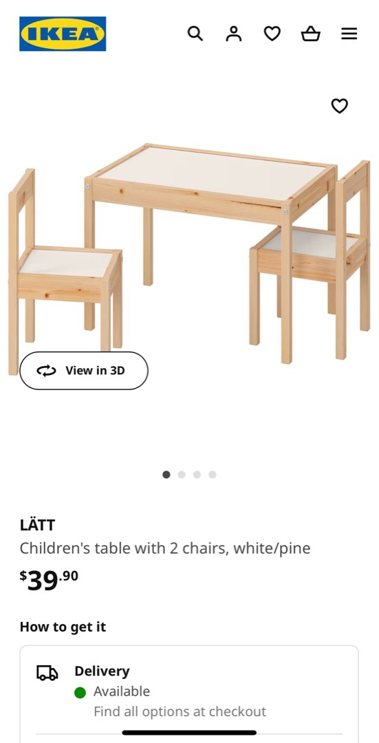 IKEA Children's table with 2 chairs, white/pine, Babies & Kids, Baby ...