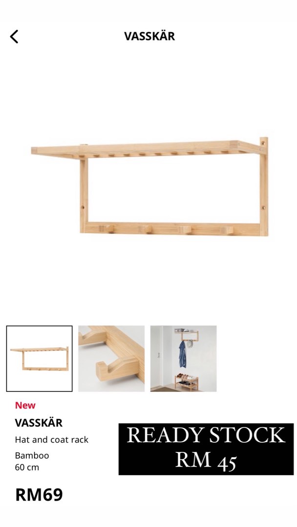 IKEA VASSKAR Hat & Coat Rack (NEW), Furniture & Home Living, Home Decor ...