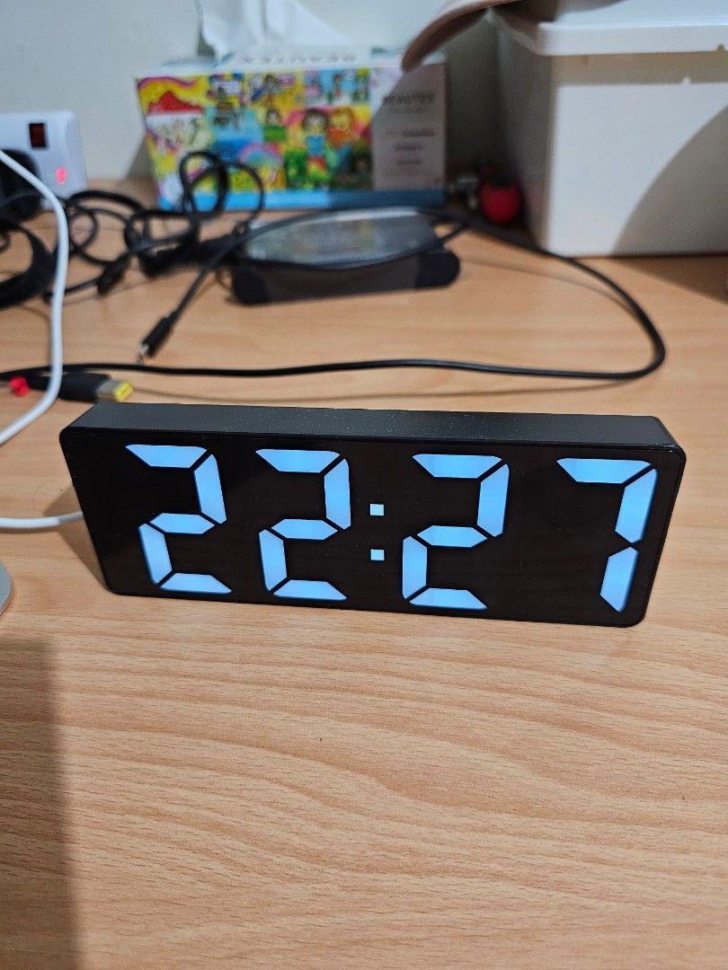 ins style digital clock with charging cable, Furniture & Home Living ...