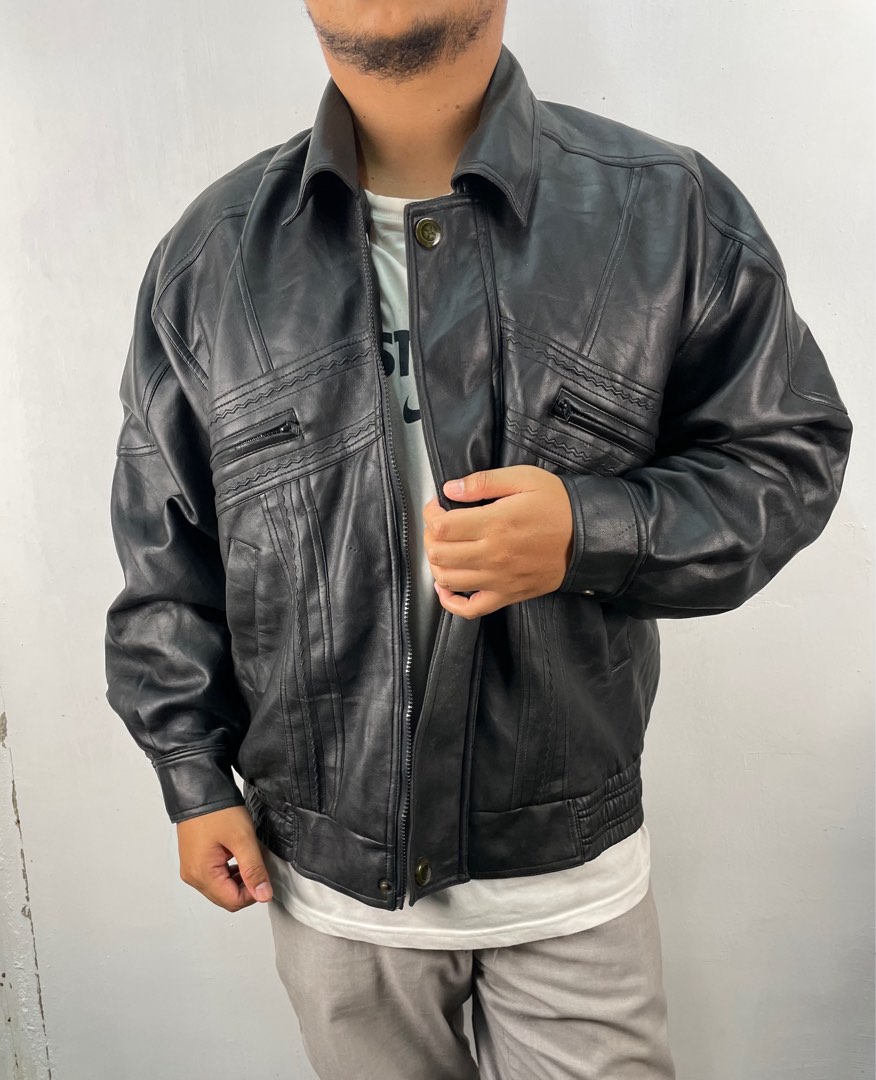 Japanese Brand Leather Jacket Rider Jaket Kulit Permotoran, Men's ...