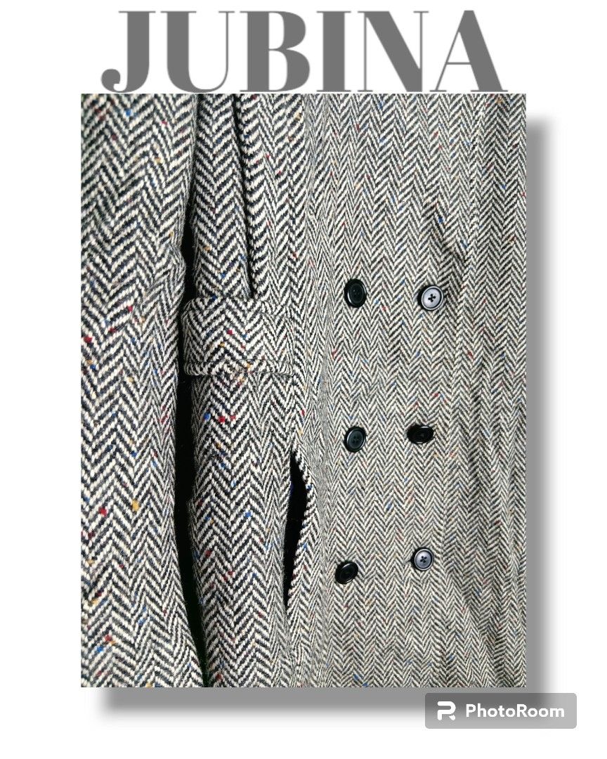 JUBINA ITALIA- HERRINGBONE PATTERN WOOL TRENCH COAT BY JUVINA, Women's ...