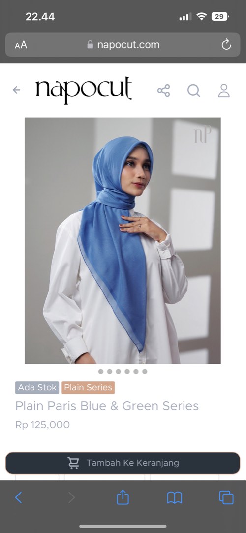 kerudung napocut parisian blue (NEW), Fesyen Wanita, Muslim Fashion, Syal di Carousell