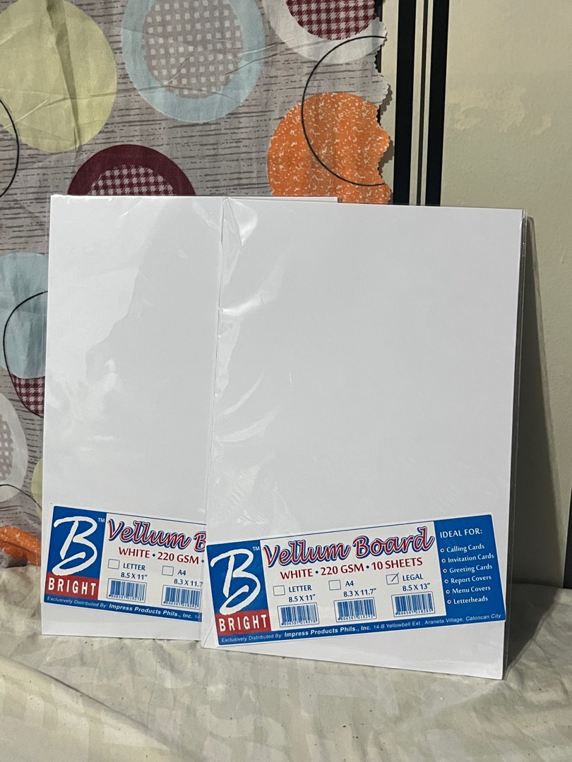 LONG VECO VELLUM BOARD 220gsm (20 sheets), Hobbies & Toys, Stationary ...